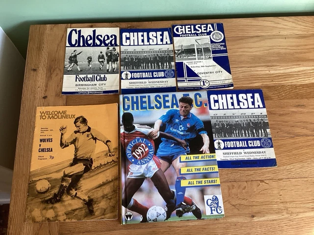 CHELSEA FC PROGRAMMES 1970,1972, 1968 Vintage & Annual 1992 1 Wolves ...