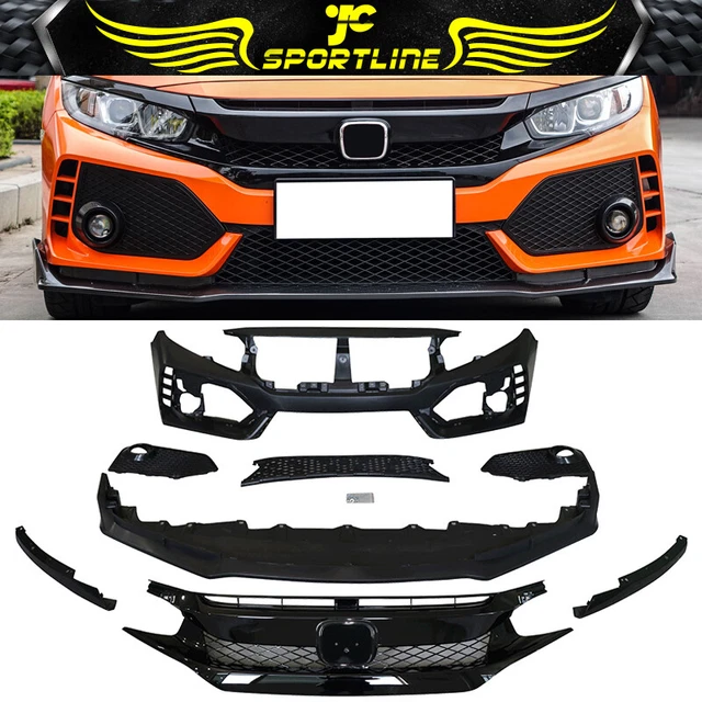 FITS 16-21 HONDA Civic Type-R Style Front Bumper Cover + Grille +Gloss ...