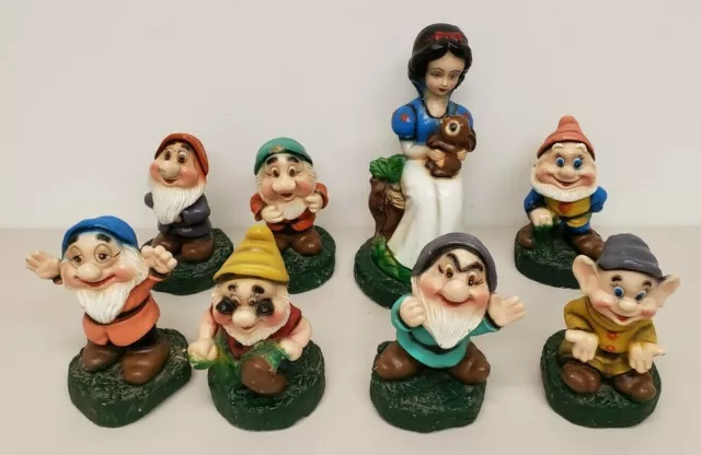 8 Disney Dig Snow White And 7 Dwarves Garden Statue Figures Playing