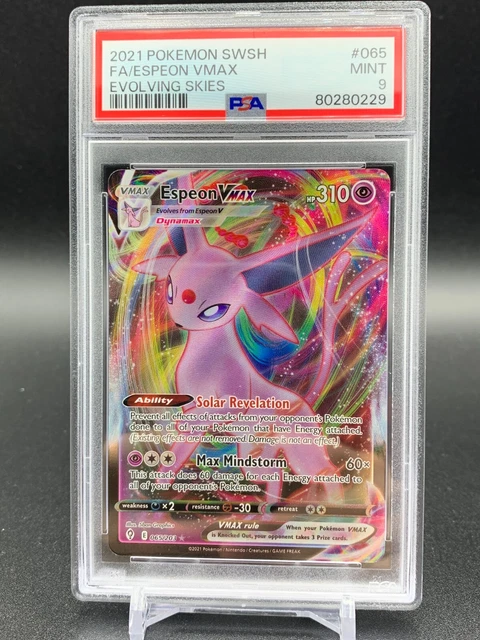 POKEMON ESPEON VMAX 065/203 Full Art Ultra Rare Evolving Skies PSA 9 ...