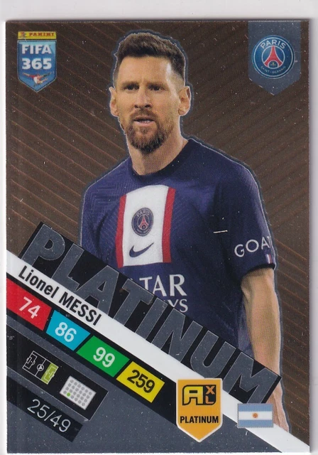 PANINI FIFA 365 2023 Card Platinum Lionel Messi 25/49 Bronze £164.91 ...