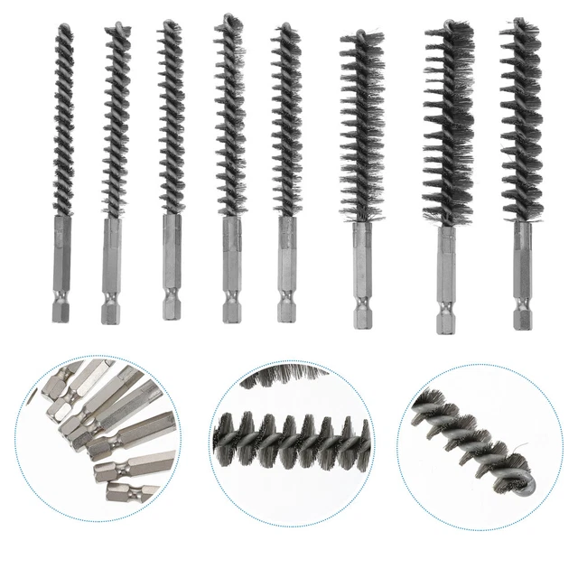 8 PCS WIRE Cleaning Tools Tube Cleaner Brush Pipe Brushes for Drill ...