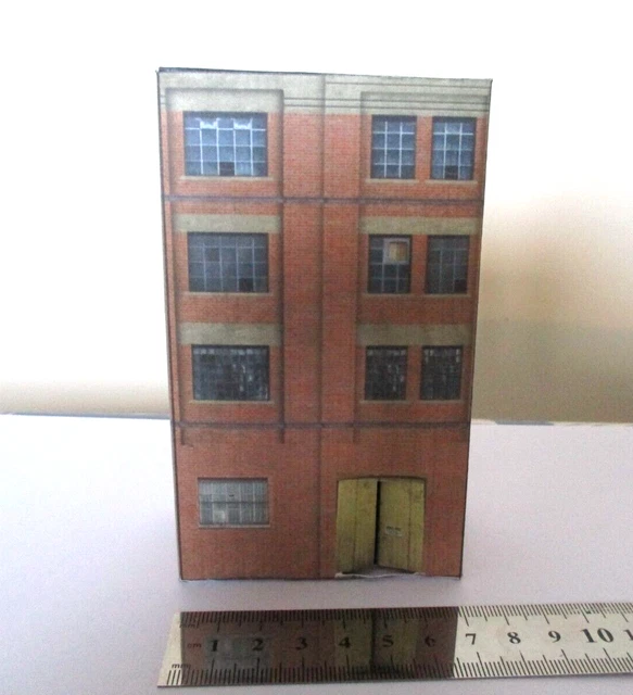 SCRATCH BUILT CARD Model Railway 00 Gauge Factory Building yellow door ...