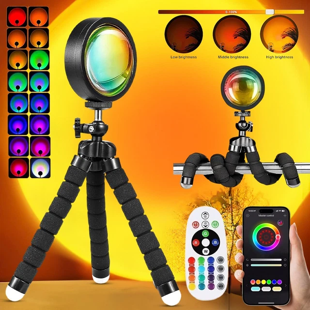 SUNSET LAMP LED Projection Sun Rainbow 16 Colors Remote Atmosphere ...