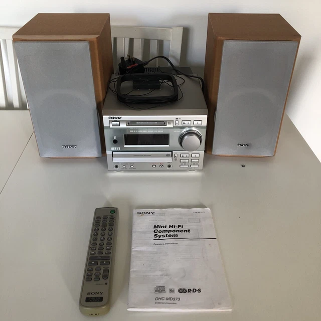 SONY DHC-MD373 COMPACT Hi-Fi Stereo System MiniDisc Radio CD Speakers ...