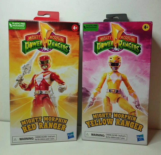 POWER RANGERS 6& Mighty Morphin VHS Yellow & Red Ranger Hasbro 2023 NEW ...