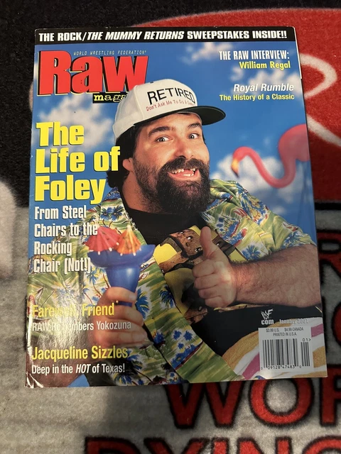 WWF RAW MAGAZINE January 2001 MICK FOLEY Cover JACQUELINE Poster WWE £ ...