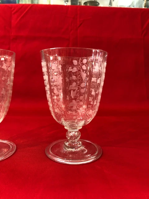 ANCIEN VERRE À pied en cristal gravé fin 18eme / début 19eme XVIII eme 12,5 cm EUR 85,00 ...