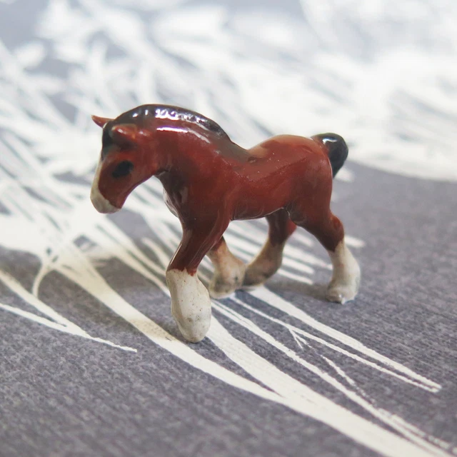 CHESTNUT SHIRE HORSE Minifig Mini Figurine - Hand Painted Porcelain ...