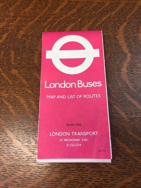 VINTAGE 1972 LONDON Buses Map and List of Routes UK Bus Transport ...