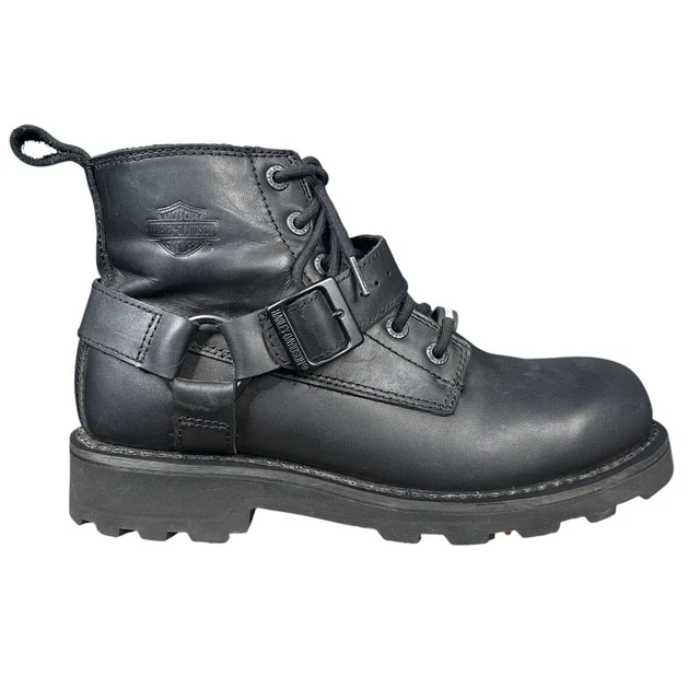 HARLEY DAVIDSON MEN’S Bullard Black Leather Moto Biker Boot Size US 9.5 ...