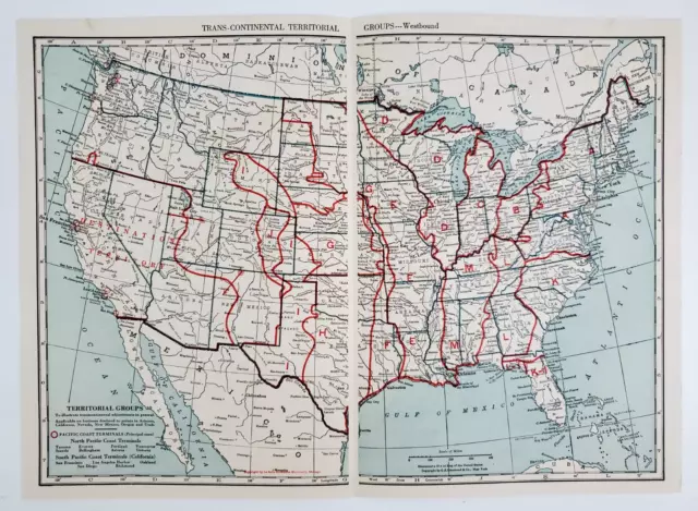 1940S UNION PACIFIC Railroad Trans-Continental Routes Vintage Map RR ...