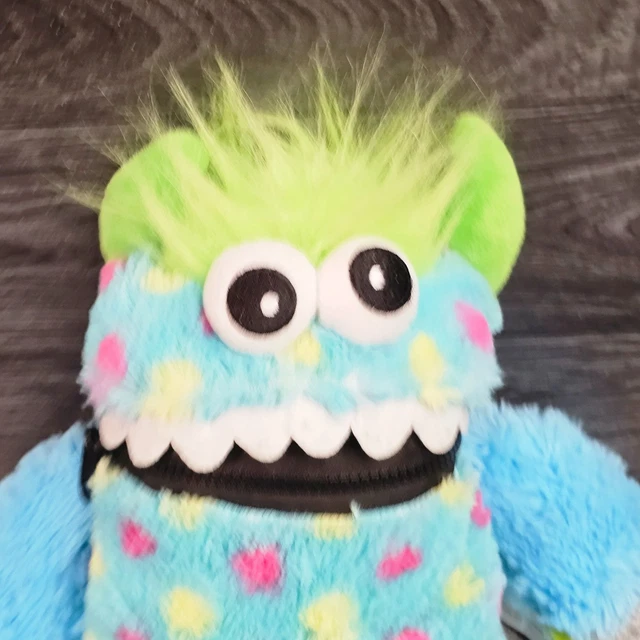 WORRY MONSTER PLUSH Toy with Zipper Mouth Colourful Polka Dots and ...