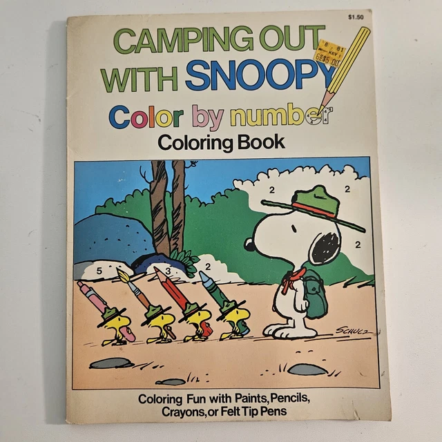 CAMPING OUT WITH Snoopy Color by Number Coloring Book Peanuts Woodstock ...