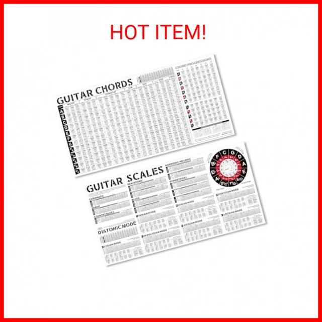 GUITAR CHORDS POSTER & Guitar Scales Chart Bundle, Essential Guitar ...