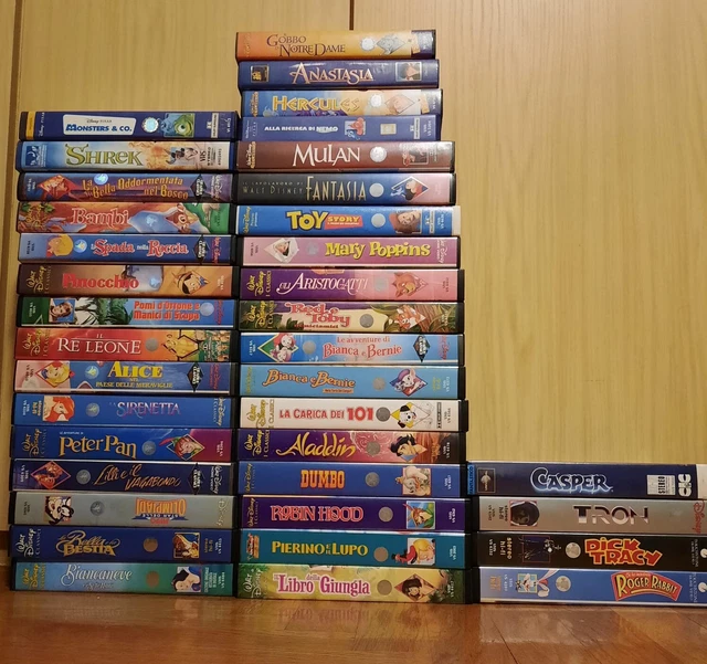 37 VHS WALT DISNEY Classici cartoni animati ORIGINALI bollino PIXAR ...