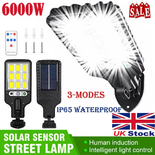 SOLAR SECURITY LIGHT PIR Motion Sensor Wall 6000W LED Outdoor Garden Street Lamp £8.48 - PicClick UK