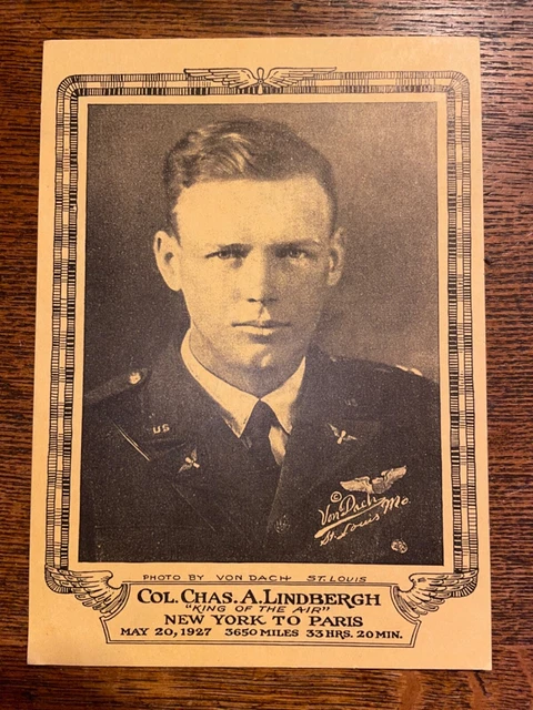 ORIGINAL 1927 COLONEL Charles Lindbergh "New York to Paris" 5x7 Picture ...