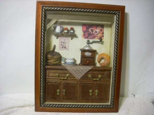 VINTAGE COFFEE SHOP Kitchen Theme Shadow Box Wood Kitchen Display ...