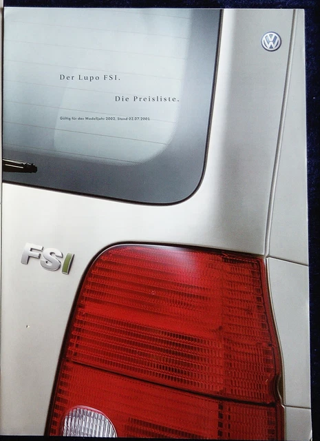 VW LUPO PREISLISTE 7.2002, Sondermodell der Lupo FSI EUR 5,99 - PicClick DE