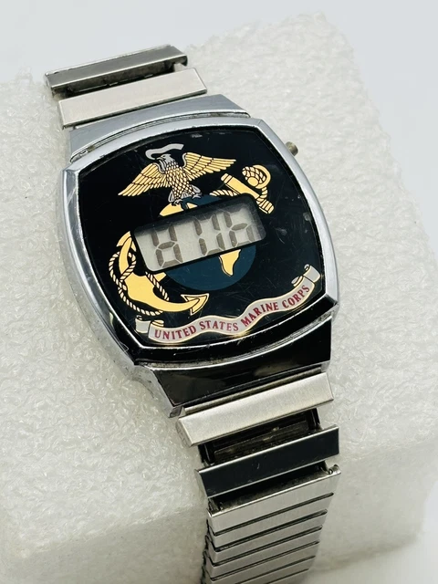 VINTAGE 1980S MENS USMC Marine Corps Digital LCD Semper Fi Watch New ...