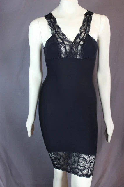 COMMANDO CONTROL BLACK Infinity Lace Trim Slip Dress Women's Size S £40 ...