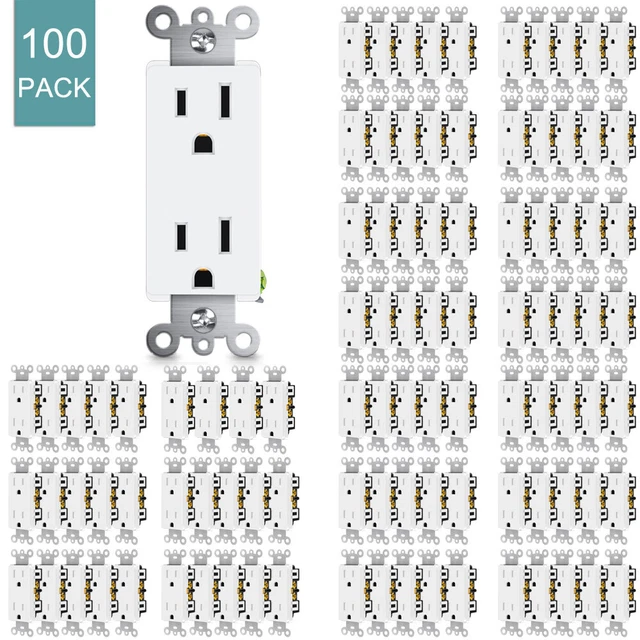 ELECTRICAL WALL RECEPTACLE 2Pole 15A 3-Wire Self-Grounding Tamper ...