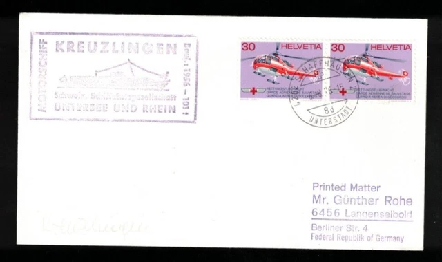 LETTERA SVIZZERA POSTA navale Sst. MS Kreuzlingen MeF K2 St Schaffhausen 6.8.76 EUR 1,01 ...