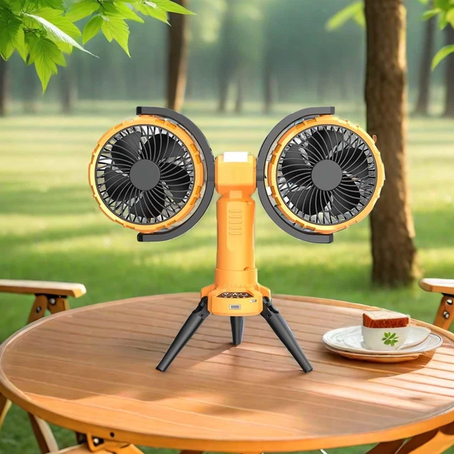 VENTILATEUR DE CAMPING, flux d'air puissant, Rotation à 270 °, Portable ...