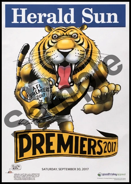 HERALD SUN RICHMOND Afl Premiers 2017 Mark Knight Poster Block Mount ...