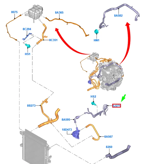 FORD RANGER T6 MK1 Cooling System Tube Hose Assy 2344947 NEW GENUINE £ ...