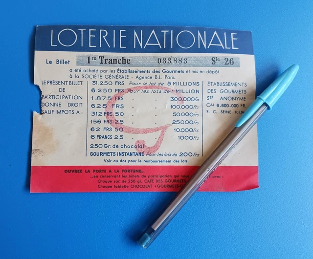 RARE TICKET ANCIEN Loterie Nationale Collection Vieux Papiers 1930 EUR ...