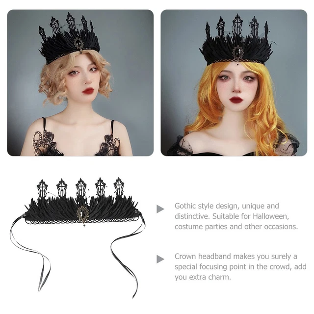 HALLOWEEN QUEEN COSTUME Headband Headpiece Crown Headwear Crowns for ...
