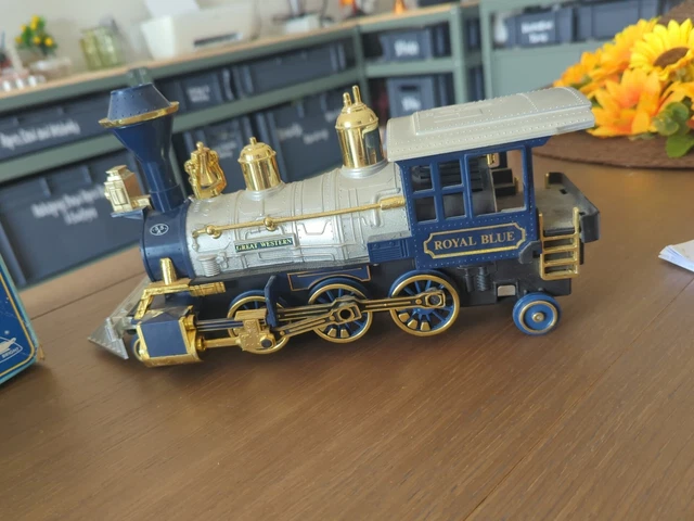 NEW BRIGHT VINTAGE Old Smokey Great Western Royal Blue Train Locomotive ...