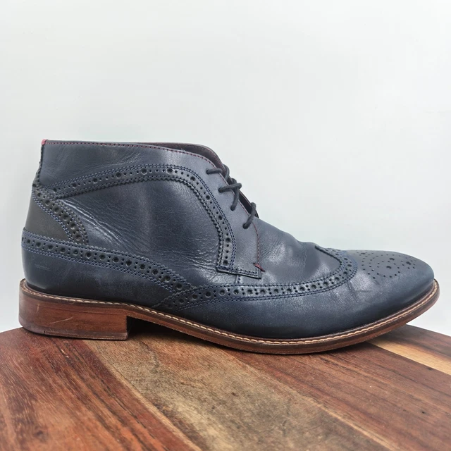 TED BAKER PERICOP Boots Men's 11 Blue Brown Leather Wingtip Brogue ...