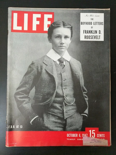 LIFE MAGAZINE OCTOBER 6 1947 FDR at 13 Boyhood Letters of Franklin D ...