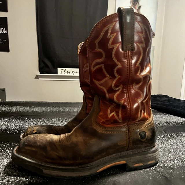 MENS SZ10D ARIAT WorkHog Steel Toe Wide Square Western Boots-Dark Earth ...