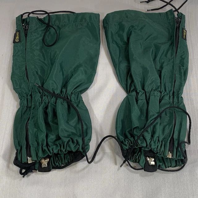 OUTBOUND GREEN NYLON Leg Gaiters Boot Covers Zip Metal Clips Hiking ...