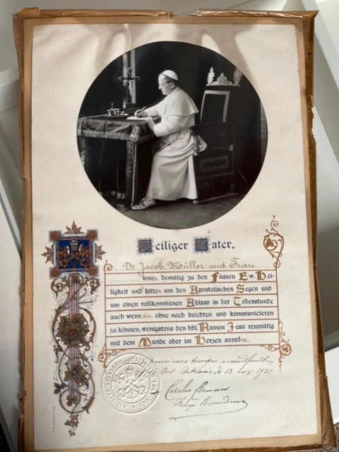 ORIGINAL ABLASSBRIEF / Ablassantrag der kath. Kirche 1932 Papst Pius XI ...
