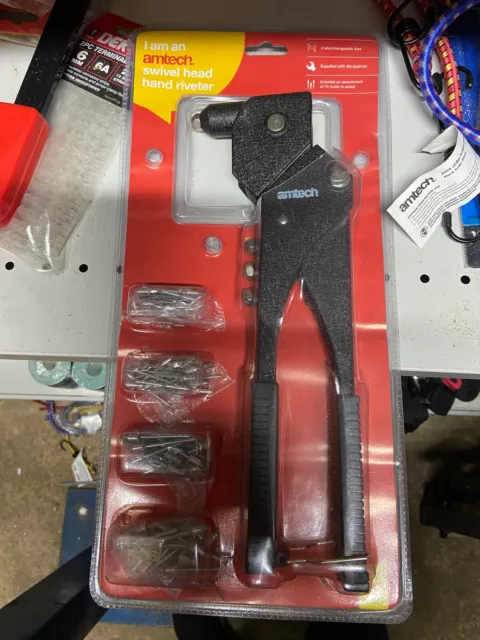 HEAVY DUTY POP Rivet Gun Hand Riveter Tool Rivets 4 Swivel Head Nozzles ...