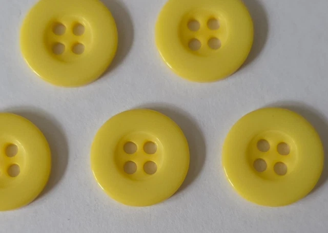 10 LEMON YELLOW Colour Four Hole Round Resin Buttons Size 15mm £2.12 ...