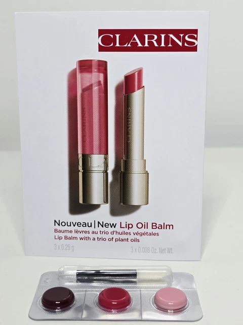 CLARINS LIP OIL Balm Pale Pink, Pitaya & Fig 3 x 0.25g Sample Set ...