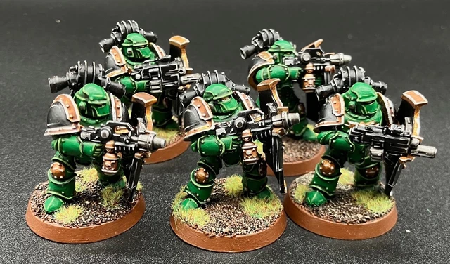 40K PAINTED SALAMANDERS Legion Space Marines Breacher Siege Squad Horus ...