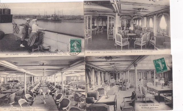LOT DE 4 cartes postales anciennes postcards LE HAVRE PAQUEBOT LA ...