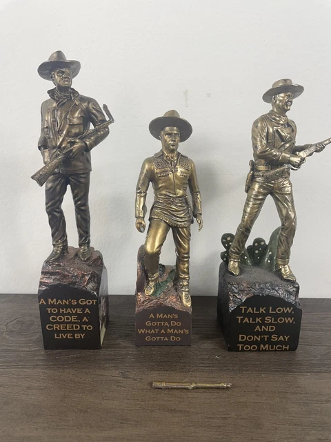 3X JOHN WAYNE Bradford Exchange John Wayne Cold Cast Bronze Sculpture ...
