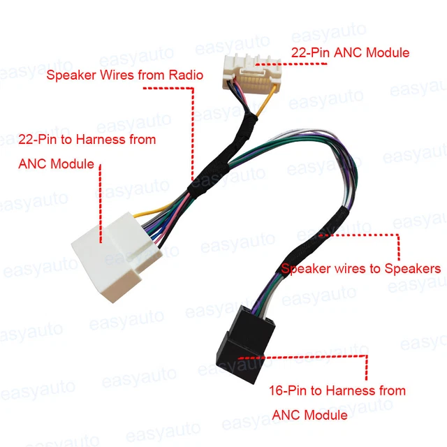 ANC-CH01 CAR ANC Module Bypass T-Harness Adapter for Chrysler Dodge ...
