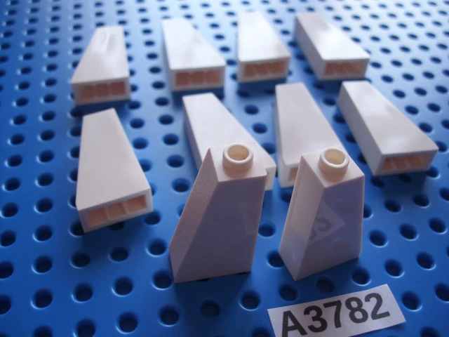 LEGO-GENUINE WHITE 2X1X4 Sloping Angled Lego Bricks 10 Pieces (A3782)(8 ...