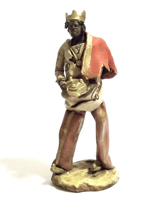 ANTICA STATUINA PRESEPE - RE MAGIO IN TERRACOTTA CM. 20,8 - 1950 ca ...