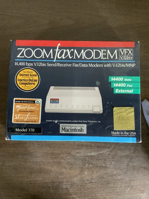 ZOOM / FAX Modem 56KX Model 370 White Serial Dial-Up V.90 K56flex ...