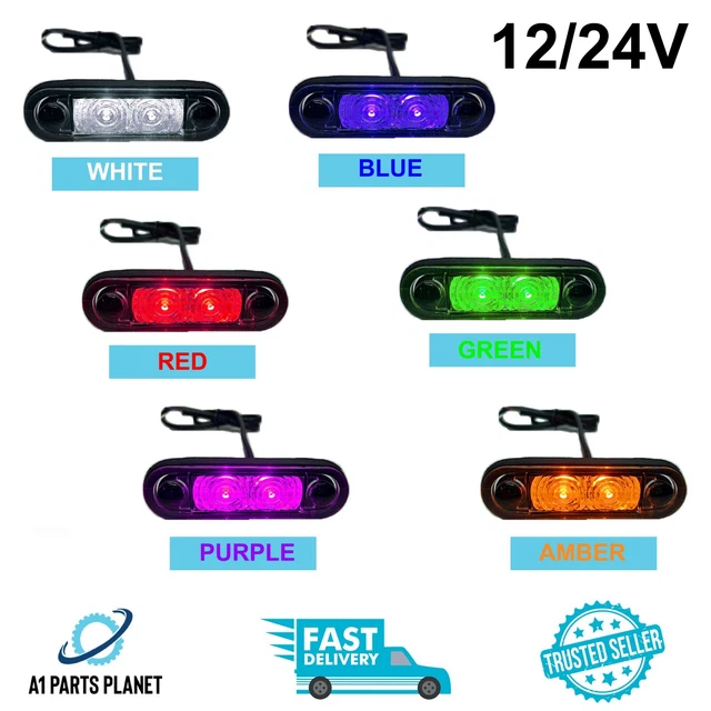 HELLA STYLE RED WHITE GREEN LED FLUSH MARKER LAMP LIGHT 12v 24v FIT TO ...
